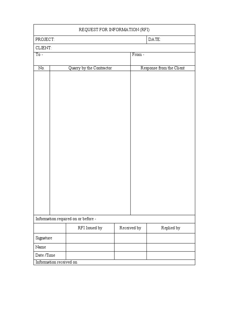 Rfi Format PDF | PDF