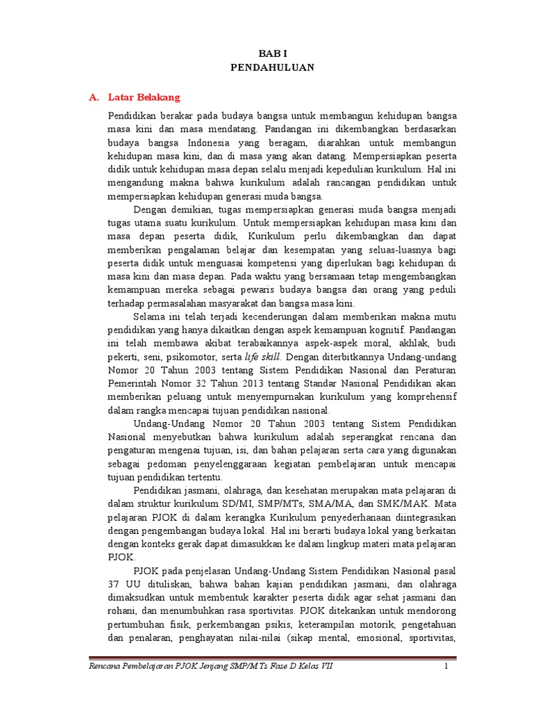 RP Bagian Awal Pjok SMP 2023 | PDF | Karier & Perkembangan | Sains & Matematika