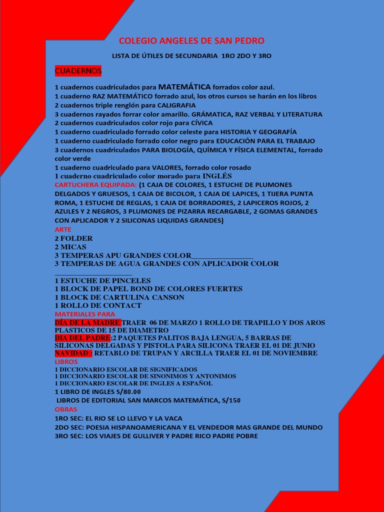 Lista de 1ro, 2do y 3ro Sec | PDF