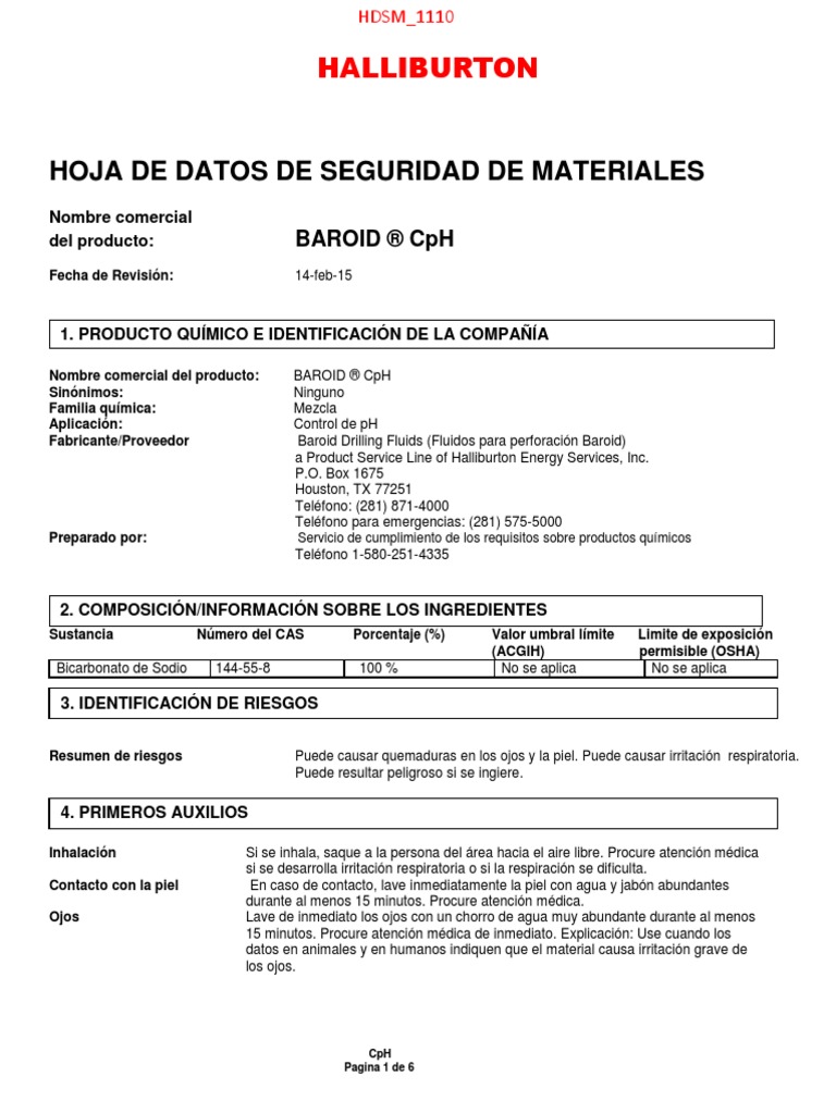 HDSM - 1110 - Baroid CPH-14.02.2015 | PDF | Relaciones personales ...