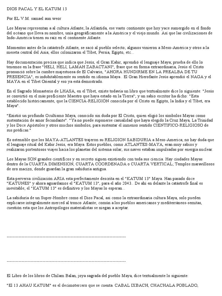 Dios Pacal y El Katum 13 | PDF | Conocimiento | Gnosticismo