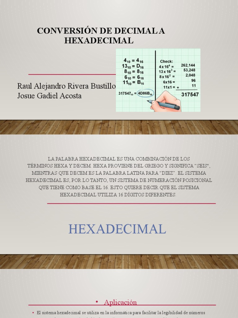 Presentacion-Decimal A Hexadecimal | PDF | Informática