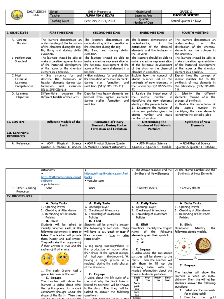 Dll-Physical Science-Week 2-Alpha Pia v. Rivas | PDF | Chemical ...