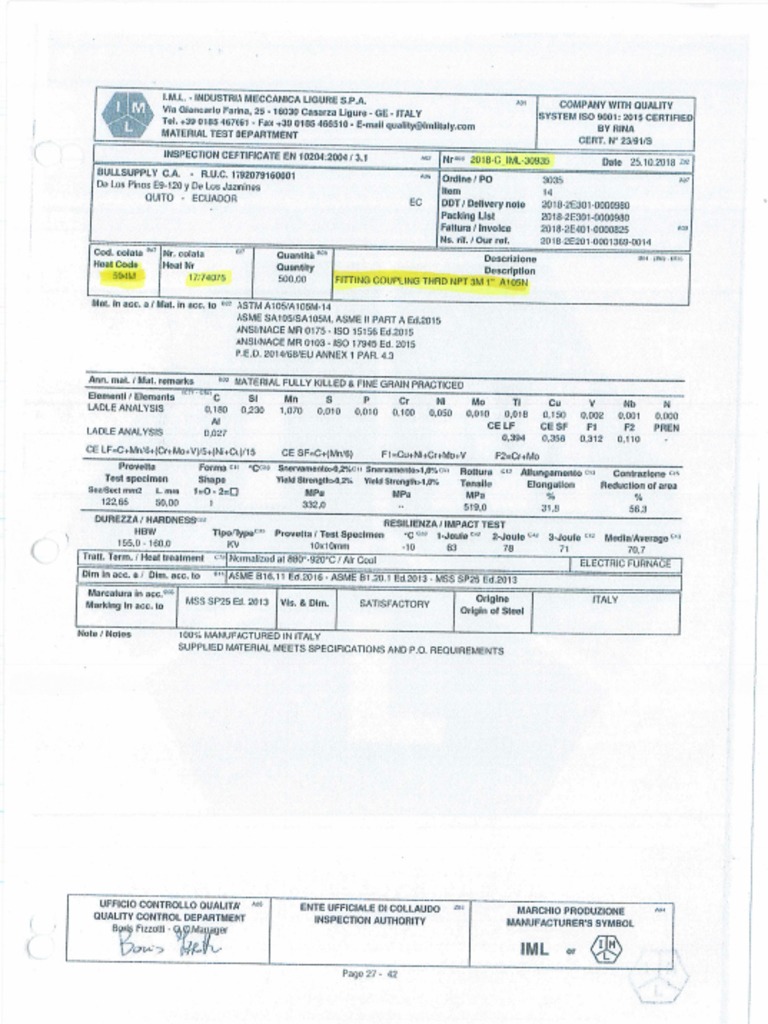 Coupling Roscado 3000 Diam 1plg A105 | PDF