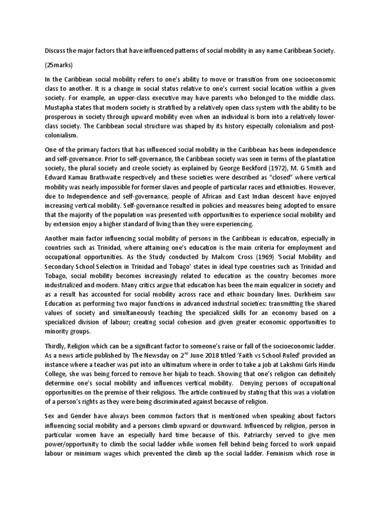 Factors Influencing Social Mobility | PDF | Social Mobility | Woman
