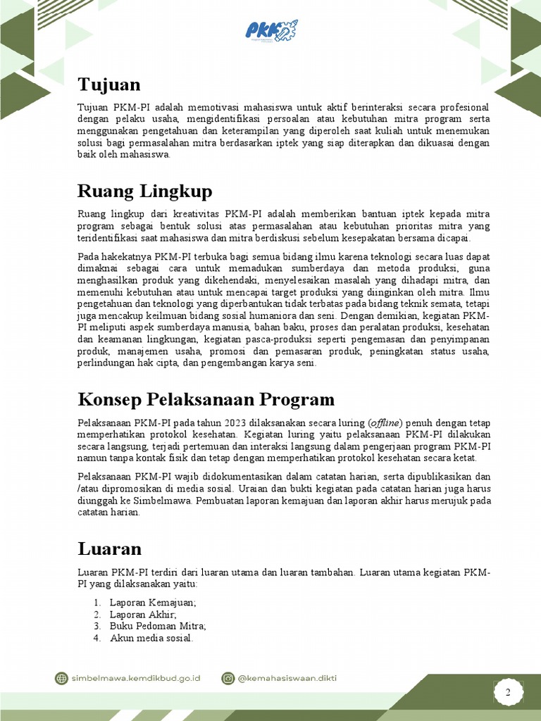 5.-Pedoman-Pelaksanaan-PKM-PI-2023 Luaran PDF | PDF