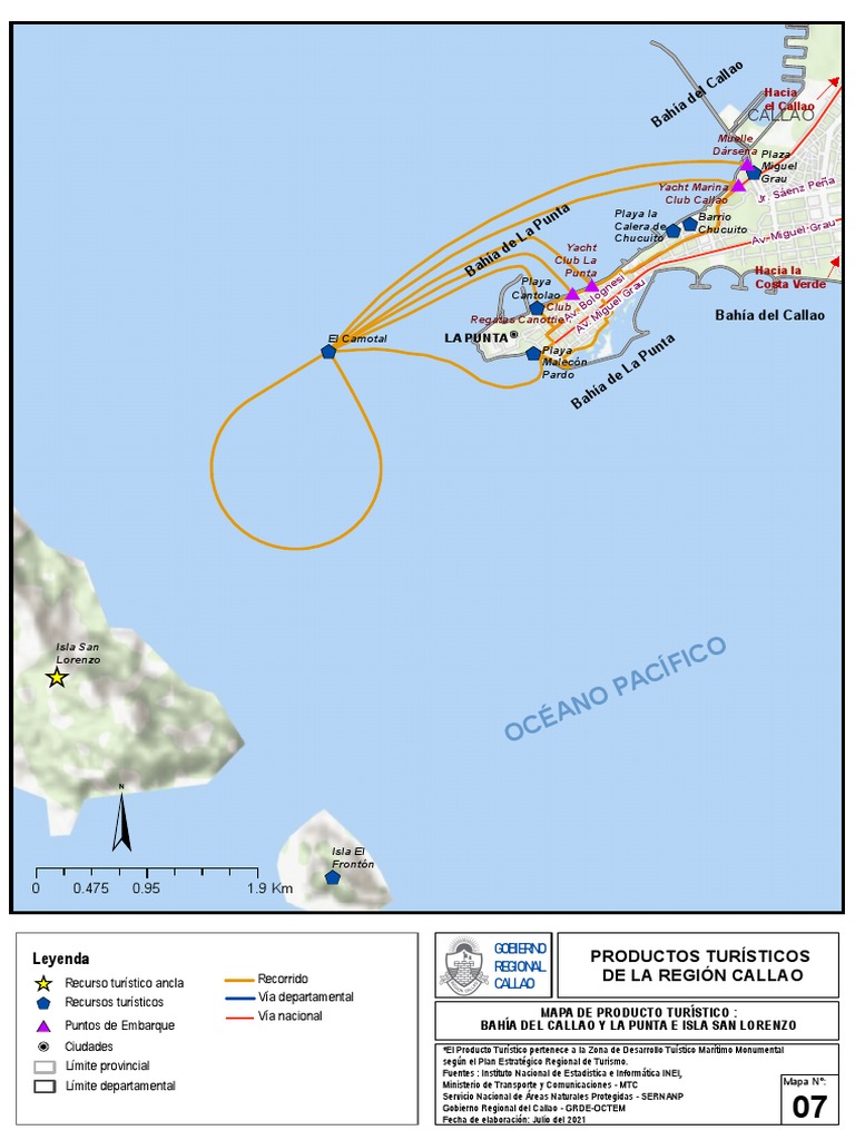 Mapa Del Producto Turístico Bahía Del Callao y La Punta e Isla San ...