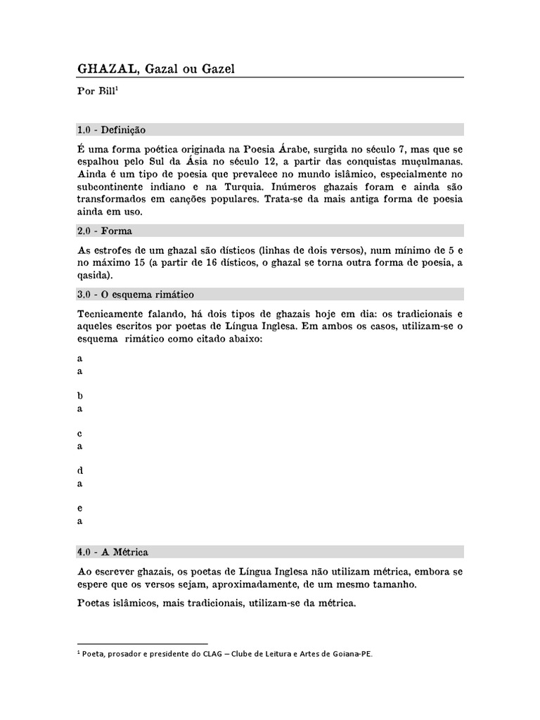 Apostila Ghazal PDF | PDF | Poesia | Amor