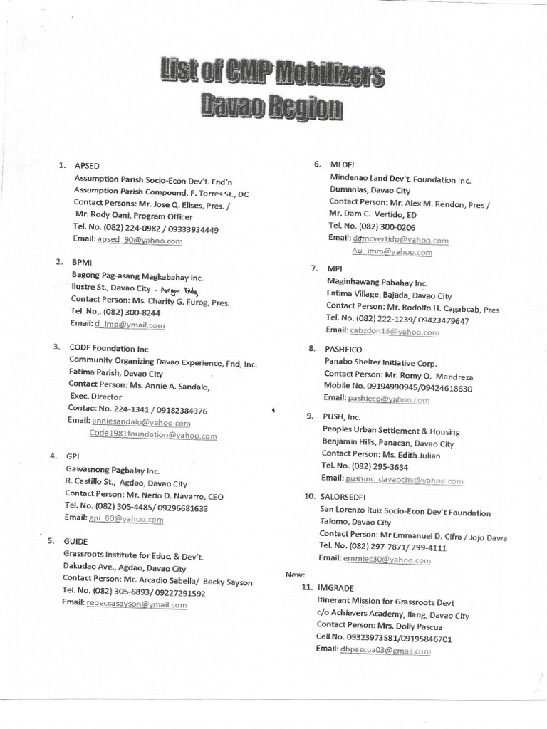 List of Mobilizers PDF | PDF