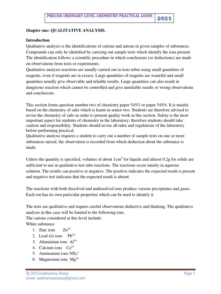 O LEVEL CHEMISTRY PRACTICAL GUIDE..pdf | PDF | Hydroxide ...