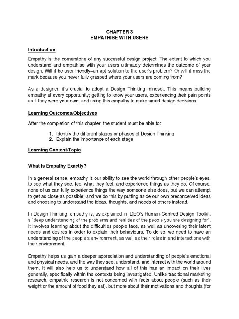 CHAPTER 3 Empathize PDF | PDF | Thought | Empathy