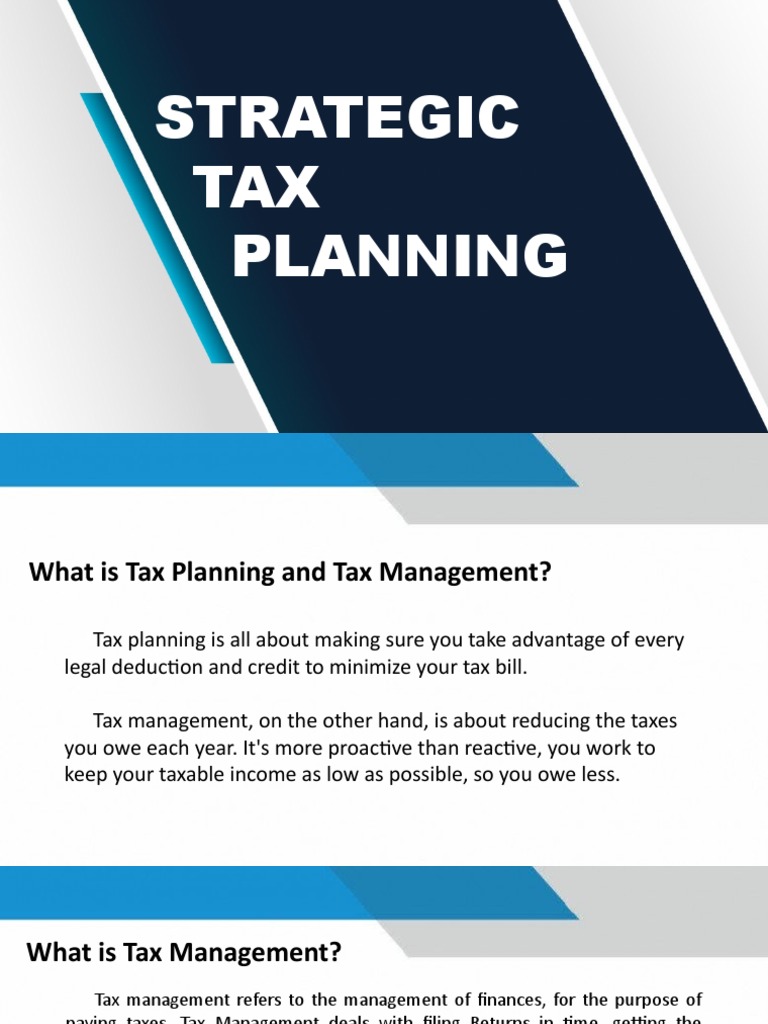 Strategic Tax Planning Essentials | PDF | Taxes | Tax Deduction
