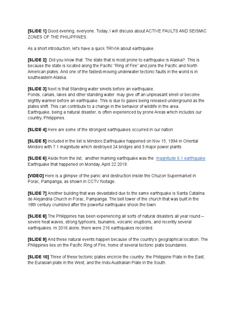 Earthquake - Script PDF | PDF | Earthquakes | Plate Tectonics
