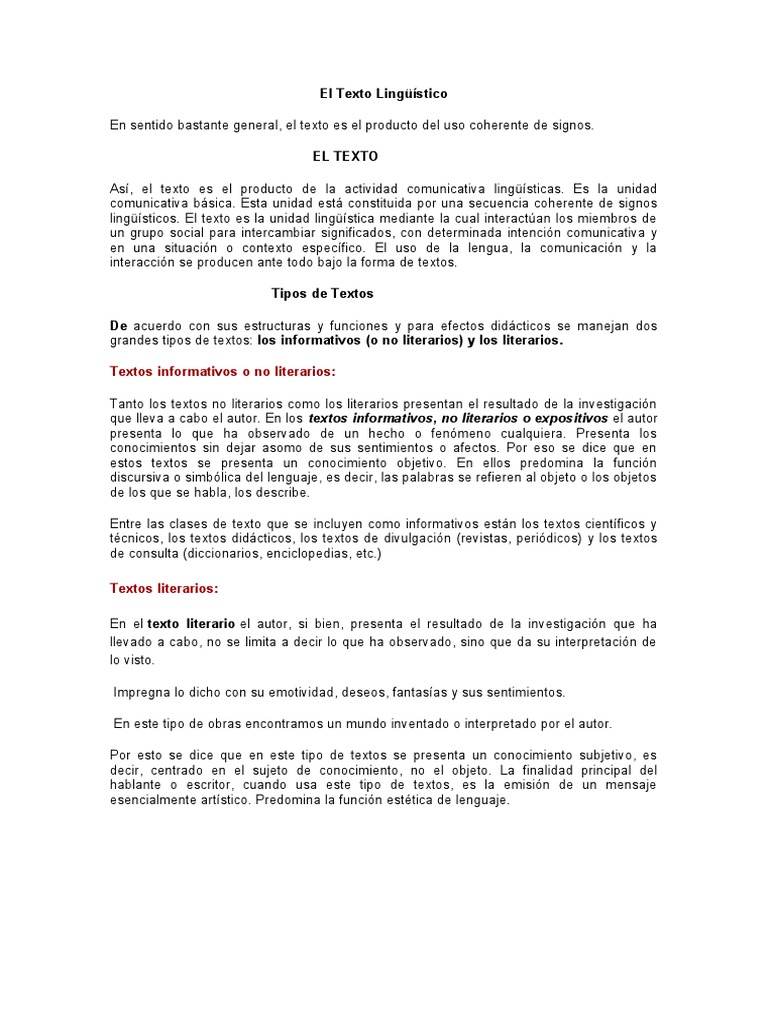 El Texto Lingüístico | PDF