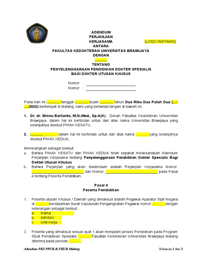 DRAFT ADENDUM PPUK Tanpa PPK | PDF
