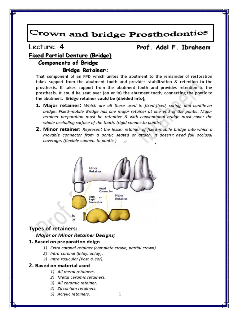 Components of FPD, Retainer | PDF | Dental Anatomy | Mouth