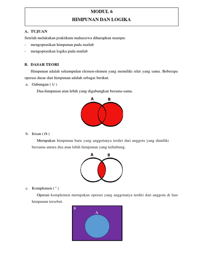 MODUL 6 HIMPUNAN DAN LOGIKA | PDF