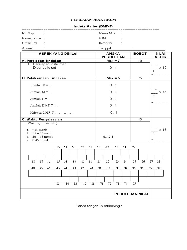 Form Penilaian DMFT | PDF