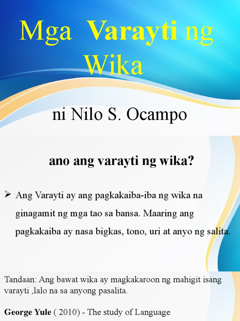 Mga Varayti NG Wika Group 2 | PDF