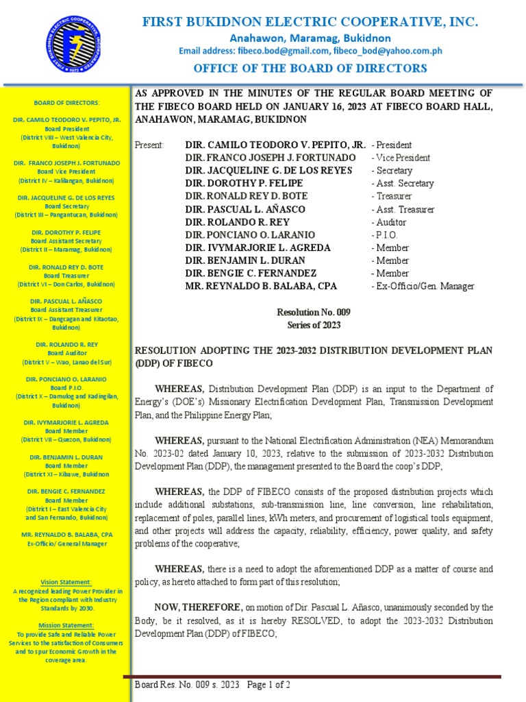FIBECO 2023-2032 Development Plan | PDF | Electric Power | Power (Physics)