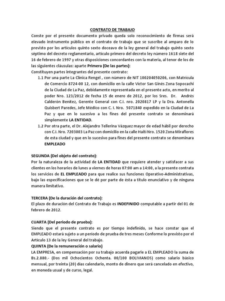 contrato de trabajo.pdf | PDF | Salario | Regulación