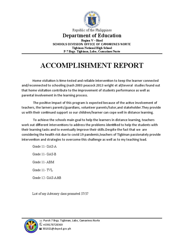 Accomplishment Report Year Round | PDF | Learning | Behavior Modification