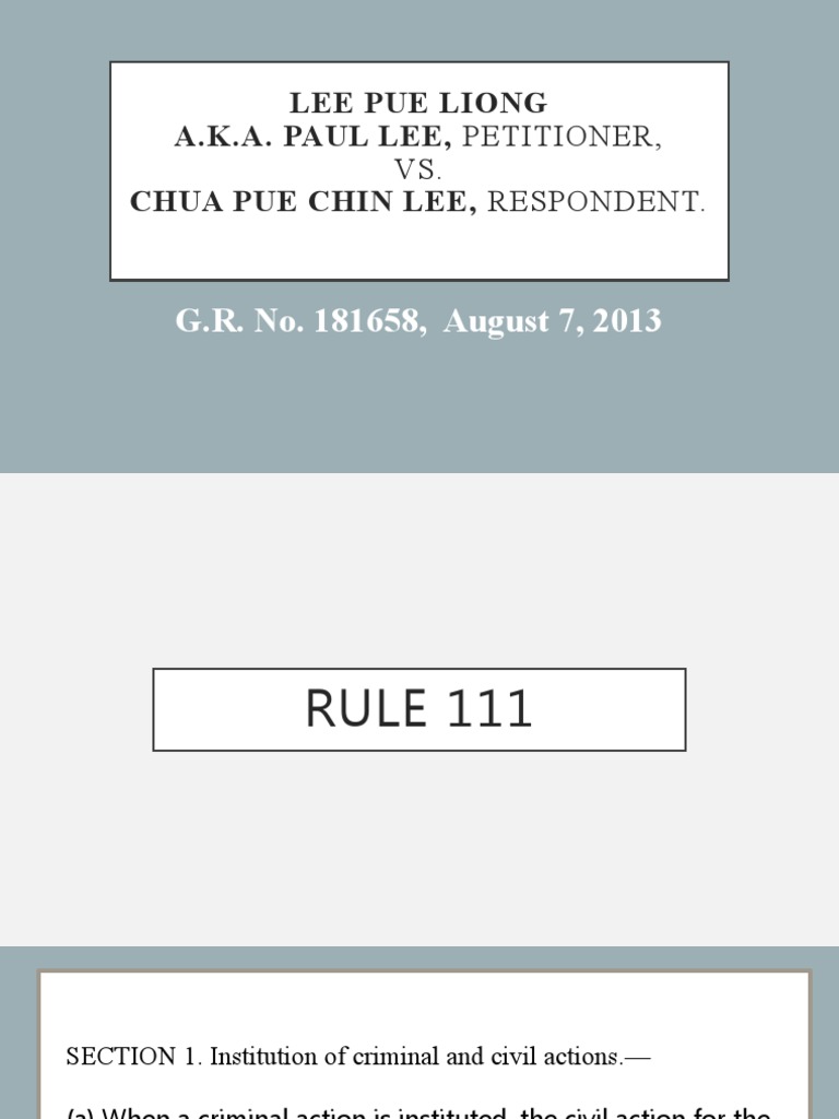 PAUL LEE Vs CHUA LEE | PDF | Lawsuit | Prosecutor