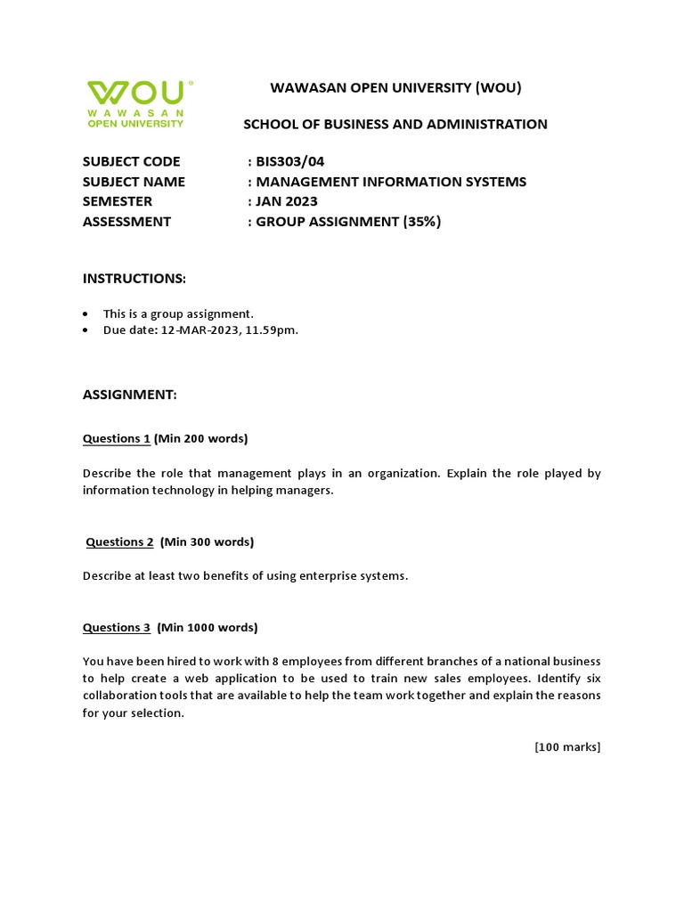 BIS303 - 04 Assignment2 Jan2023 | PDF | Career & Growth