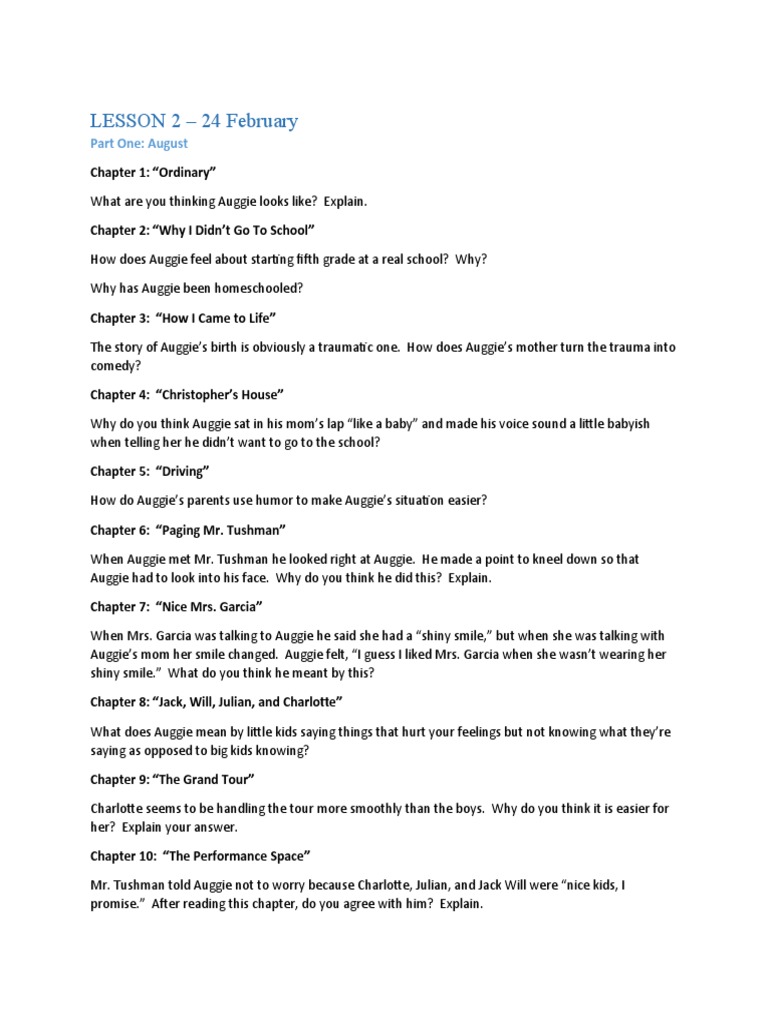 All Discussion Questions - Wonder - Updated | PDF