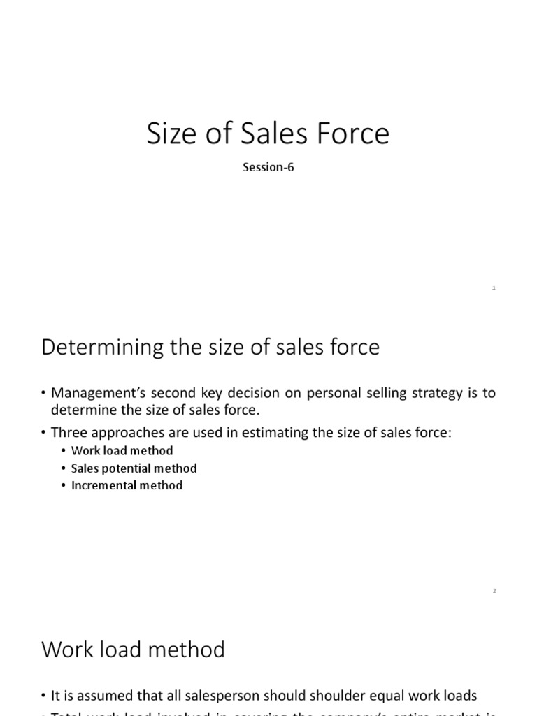 Sales Force Size Determination Methods | PDF | Sales | Strategic Management