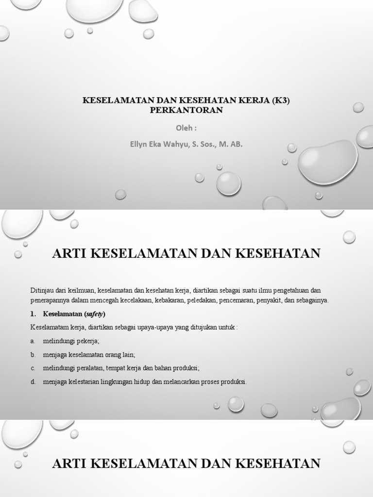 PPT Kesehatan Keselamatan Kerja (K3) Perkantoran | PDF