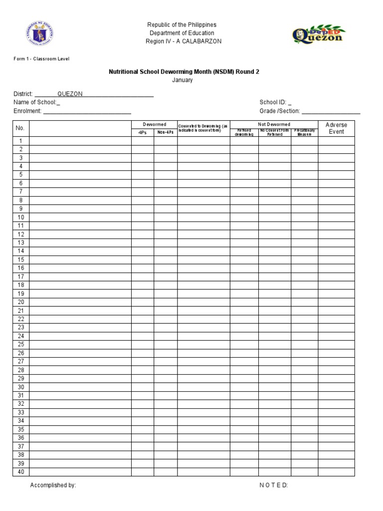 12-Gas-Deworming-Form-1 2022 - 2023 | PDF | Philippines | Public ...