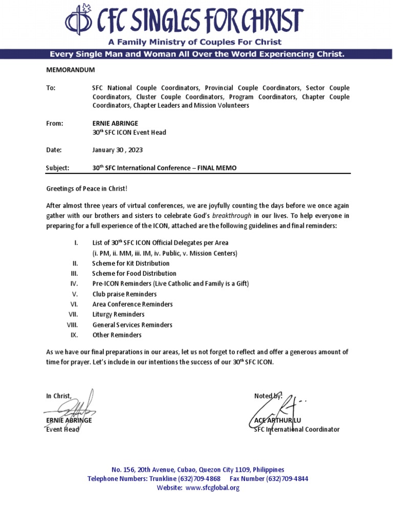 Final Memo for 30th SFC ICON Event | PDF | Travel