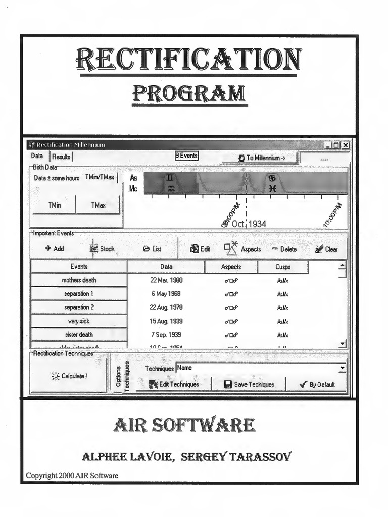 Rectification Program Manual - Air Software - Alphee Lavoie | PDF | Point And Click | Horoscope