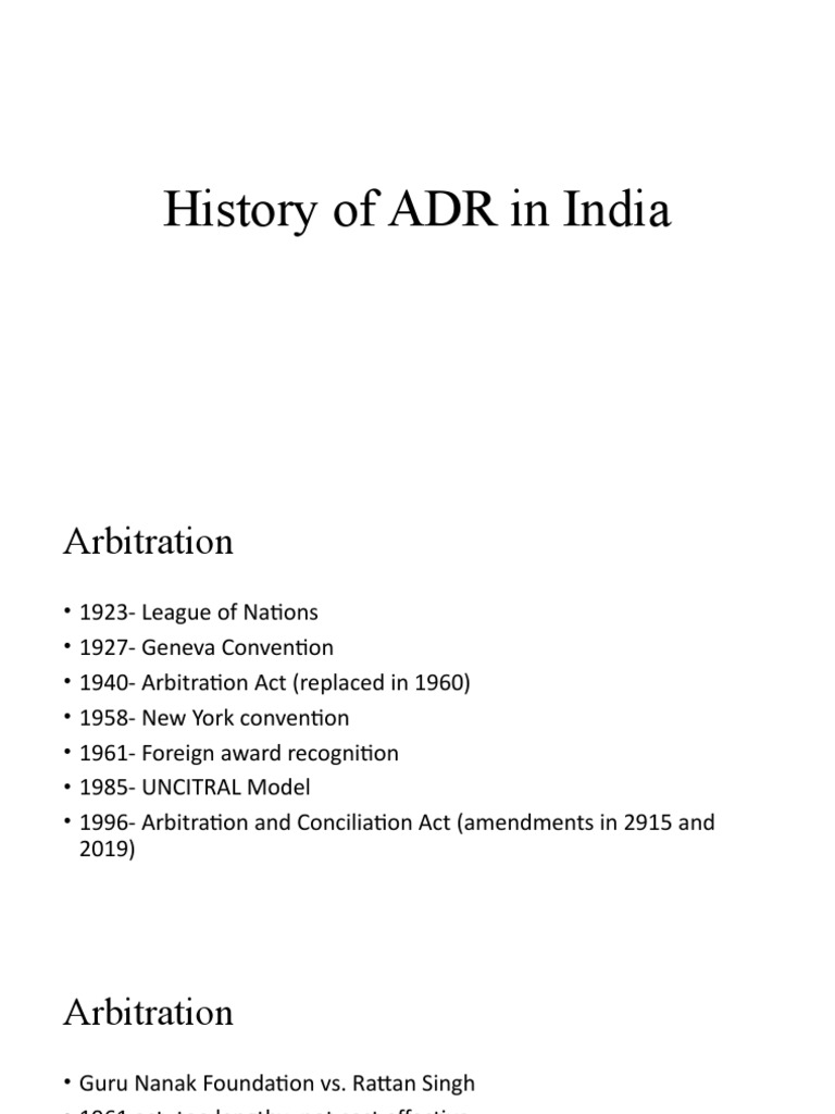 History of ADR in India | PDF | Alternative Dispute Resolution ...