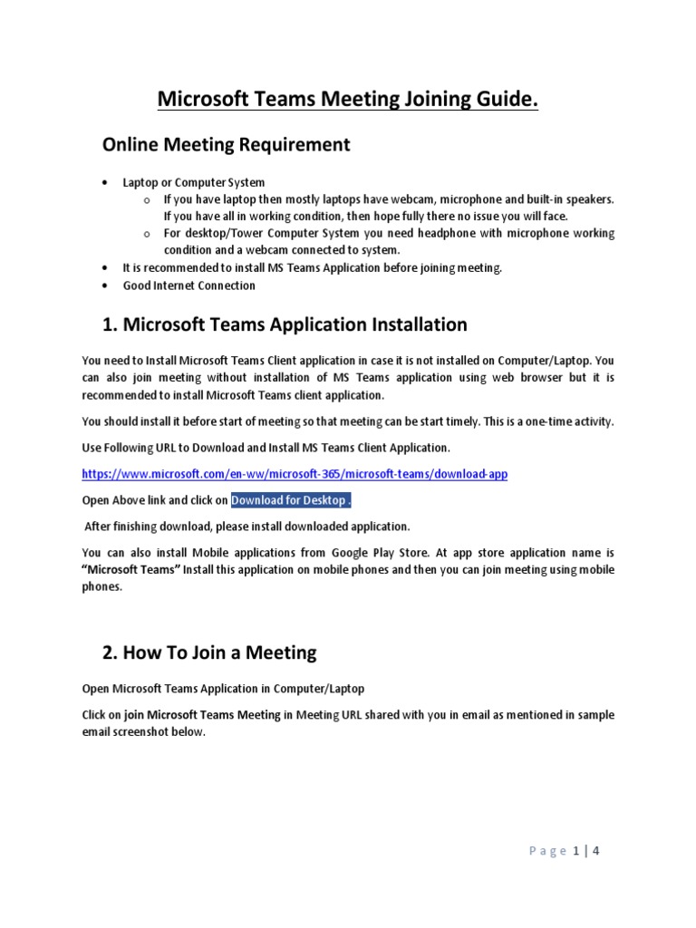 Microsoft Teams Meeting Joining Guide | PDF | Mobile App | Application Software