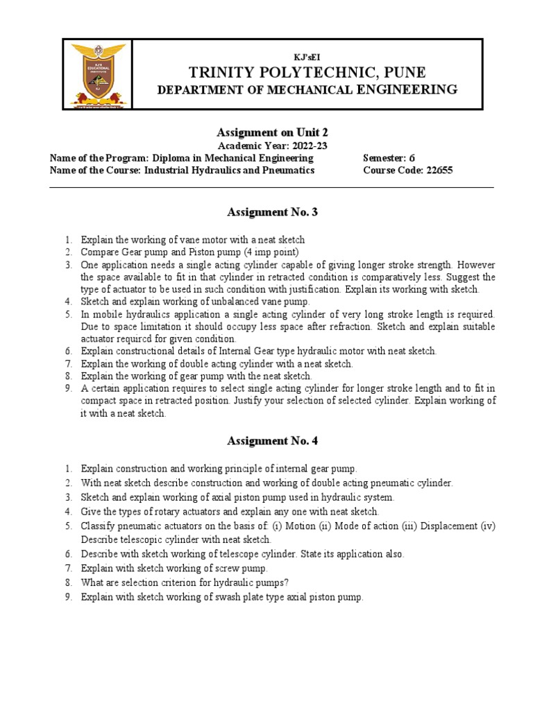 IHP Assignment On Unit 2 | Download Free PDF | Actuator | Pump