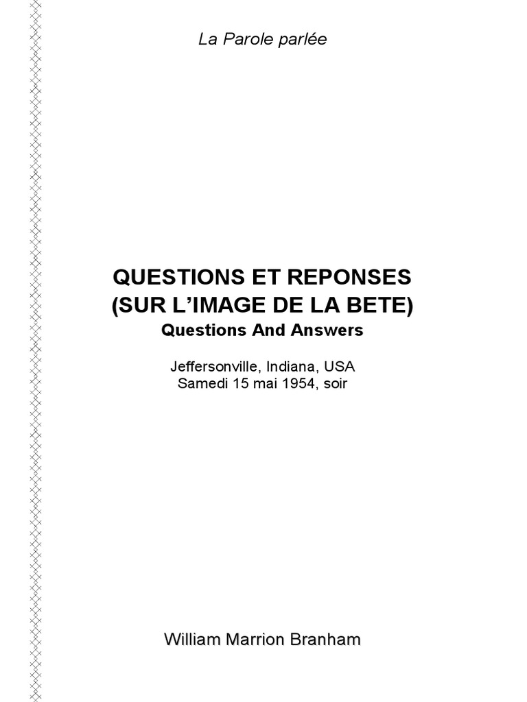 Questions sur l'image de la bête | PDF | Jésus | Église catholique