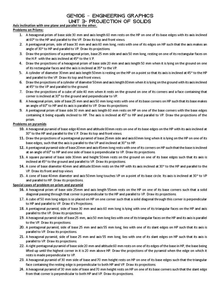 Unit 3 - Projection of Solid | PDF | Elementary Geometry | Euclid