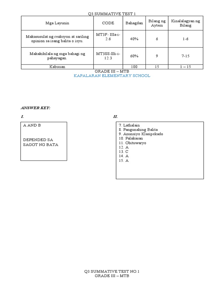 GR.3 MTB ST 1 With Tos Q3 | PDF