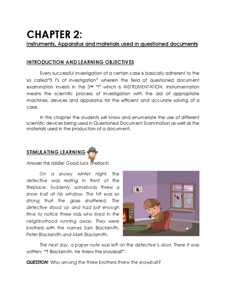 CHAPTER 2 - Instruments, Apparatus and Materials Used in Questioned ...