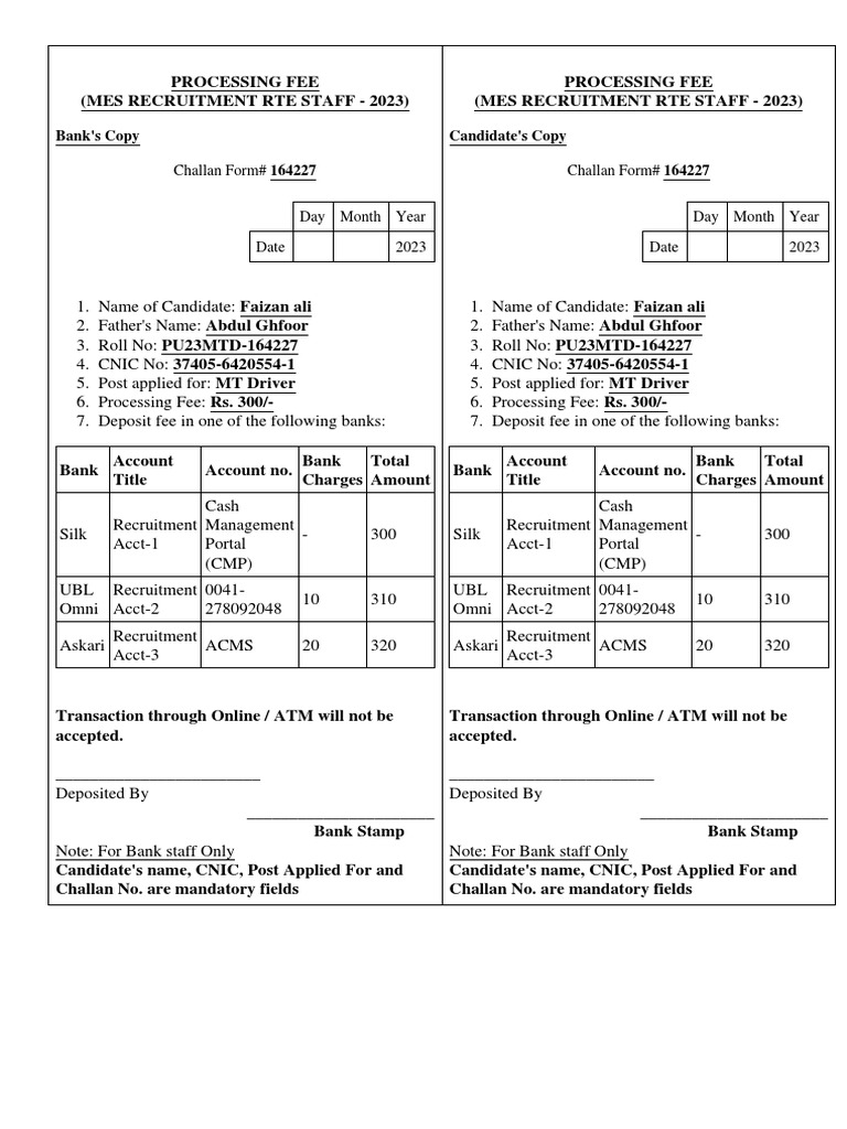 Challan | PDF | Fee | Banks