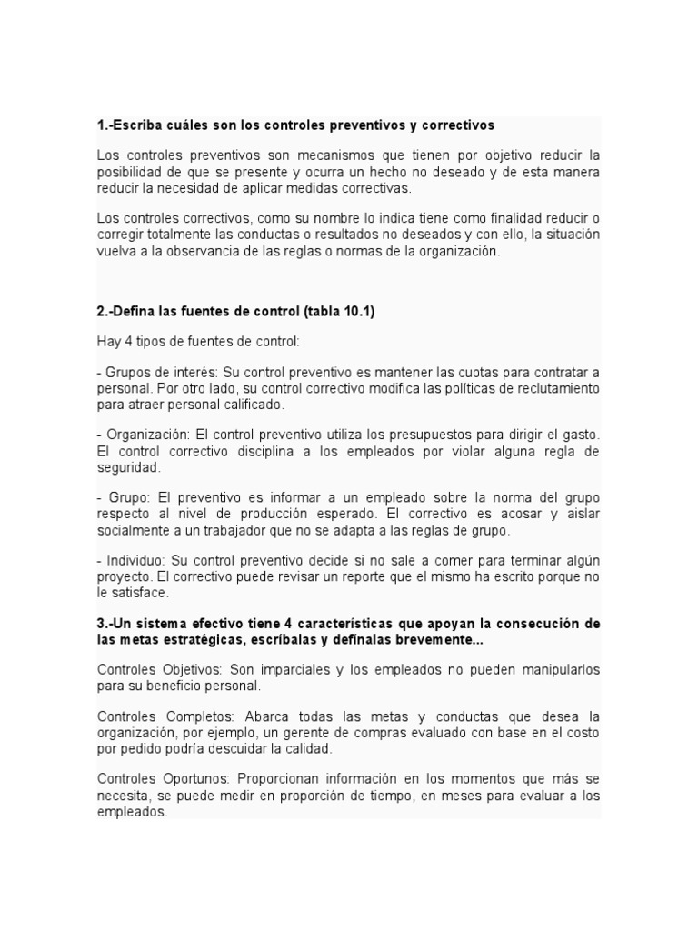 Controles preventivos y correctivos: definiciones, tipos de fuentes de ...