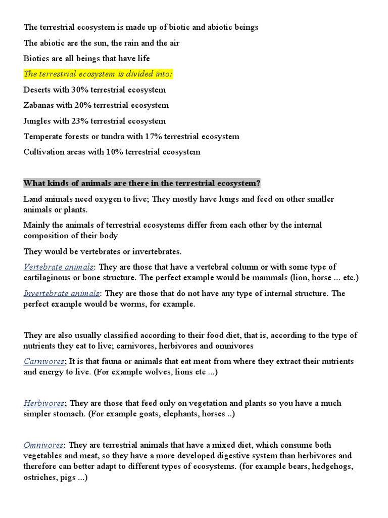 The Terrestrial Ecosystem | PDF