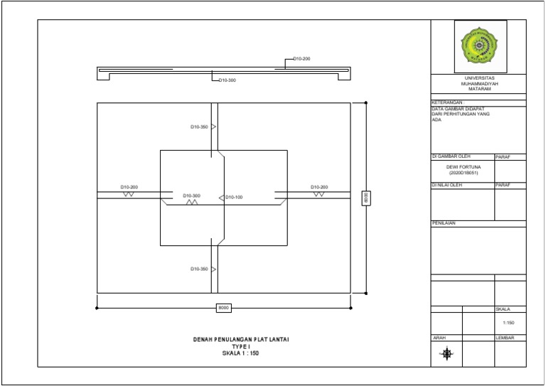 Denah Penulangan Plat Lantai Type I | PDF