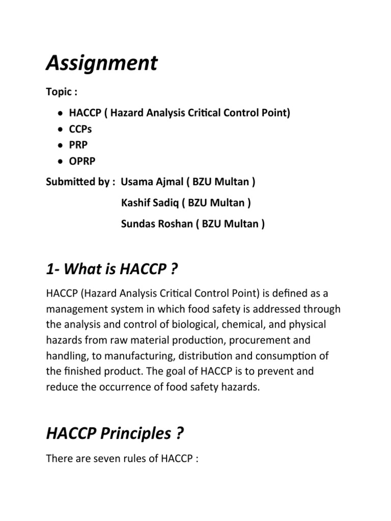 HACCP | PDF
