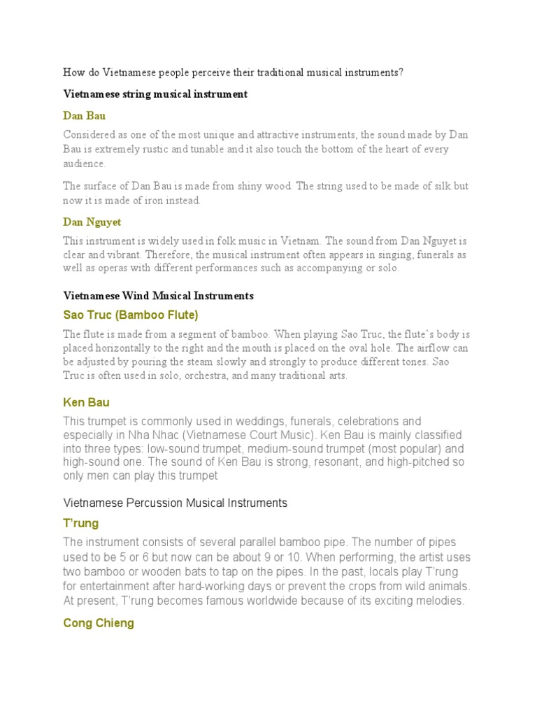 How Do Vietnamese People Perceive Their Traditional Musical Instruments ...