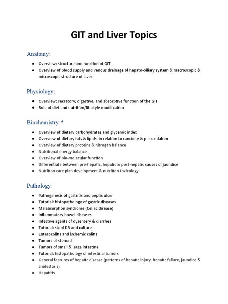 GIT and Liver Topics | PDF | Liver | Gastrointestinal Tract