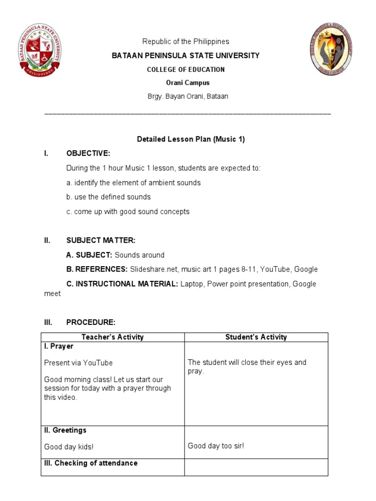 Grade 1 Music Lesson Plan: Sounds Around | PDF | Cognitive Science ...