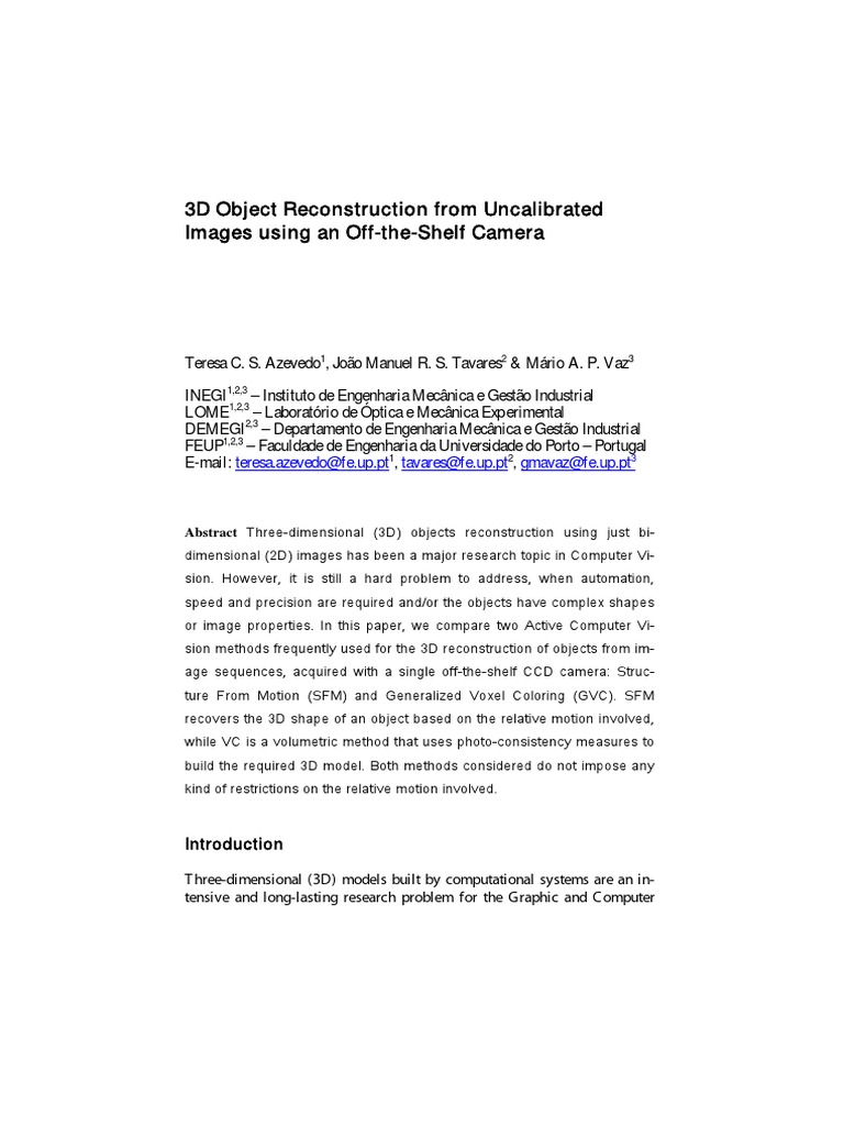 3d Object Reconstruction | PDF | 3 D Computer Graphics | Voxel